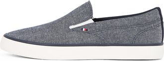 Tommy Hilfiger Herren Vulcanized Sneaker Low Slip On zum Reinschlüpfen, Blau (Desert Sky), 46
