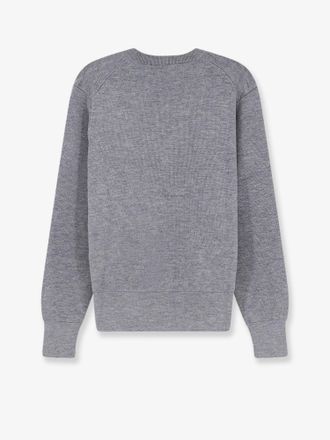 Ami Mens Wool Cardigan With Sacre Coeur Embroidery Grey Responsible Sweater