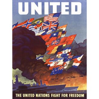 Wee Blue Coo Prints Propaganda WWII WAR Allies United Nations Fight Freedom FINE Art Print Poster 30x40cm 2. Weltkrieg Krieg Vereinigt Nationen Kampf Kunstdruck