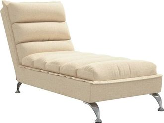 vidaXL Chaise longue avec coussins crème tissu Vidaxl