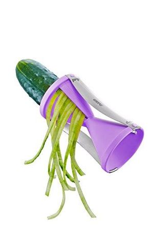 GEFU Gefu Coupe Spirale Spirelli, Coupe L&eacute;gumes, avec R&eacute;cipient &agrave; D&eacute;chets, Acier inoxydable/Plastique, Violet, 89264