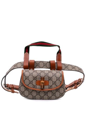 Gucci mini sac banane Web Bamboo 1947 à motif GG Supreme (2016-2025) - Marron