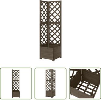 vidaXL Treillis de jardin - Jardini&egrave;re dangle en treillis Gris 40x40x150 cm Bois de sapin
