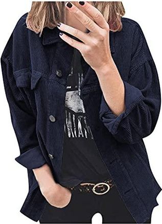 Generic Veste polaire pour femme - Sweat à capuche pelucheux en velours côtelé - Grande taille - Style décontracté - Solide - Ample - Confortable - Avec bouto