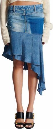 Balmain Asymmetrischer kurzer Jeansrock - - Skirts - Damen - Blau - XS