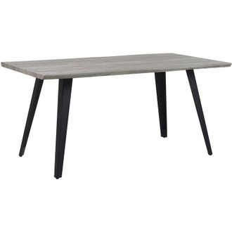 Beliani Table de Salle à Manger 160 x 90 cm Plateau Effet Bois Gris Naturel et Pieds en Métal Noir Design Industriel pour Intérieur Rétro ou Moderne Beliani