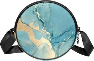 Generic Sac &agrave; bandouli&egrave;re rond rond pour femme, motif marbre, avec fermeture &eacute;clair, bretelles r&eacute;glables, style d&eacute;contract&eacute;