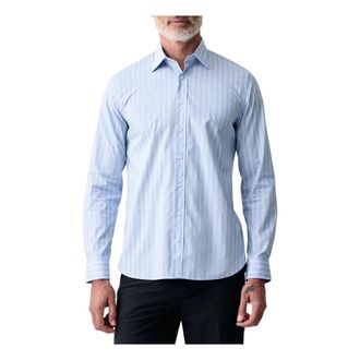 Michael Kors Chemise ray&eacute;e en coton stretch coupe ajust&eacute;e - Homme - Chemises - Bleu - Taille: L