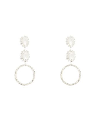 8 by YOOX RHINESTONE DROP HOOP EARRINGS