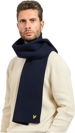 Lyle & Scott Homme, Accessoires, Bleu, Taille: ONE Size Écharpe Bleue avec Broderie de Logo Classique