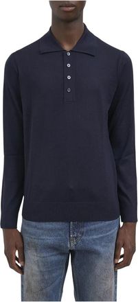Paolo Pecora Merinowolle Poloshirt - - Tops - Herren - Blau - S