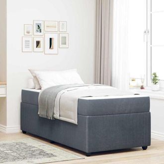 vidaXL Bettgestell mit Matratze Dunkelgrau 80 x 200 cm Samt Vidaxl