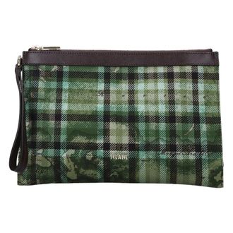 Alviero Martini 1A Classe Pochette en cuir et coton imprim&eacute; - Femme - Sacs - Vert - Taille: ONE Size