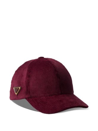 Prada casquette en velours côtelé - Rouge
