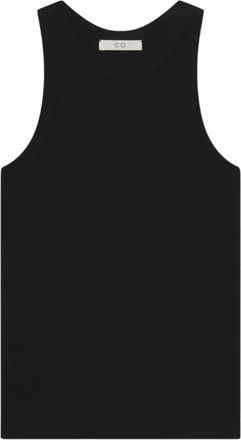 Co Femme, Tops, Noir, Taille: 42 FR D&eacute;bardeur Ajust&eacute; en Jersey de Coton