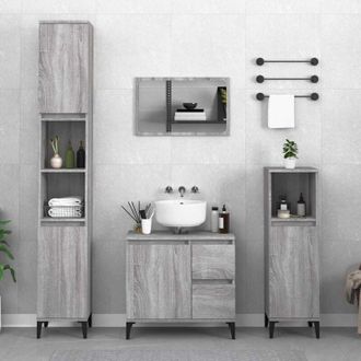 vidaXL Badschrank Grau Sonoma 65x33x60 cm Holzwerkstoff - Vidaxl
