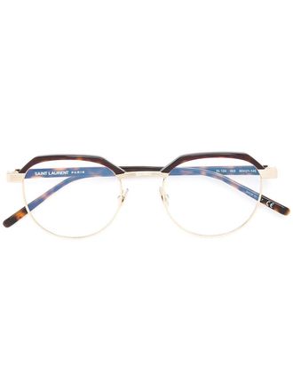 Saint Laurent Eyewear lunettes de vue SL 124 &agrave; monture ronde - M&eacute;tallis&eacute;