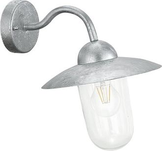 Eglo Außen-Wandlampe Milton, 1 flammige Außenleuchte, Wandleuchte aus Stahl feuerverzinkt in Silber und Glas, E27 Fassung, IP44