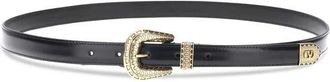 Valentino Garavani Homme, Accessoires, Noir, Taille: 100 CM Ceinture en Cuir avec Logo V Or