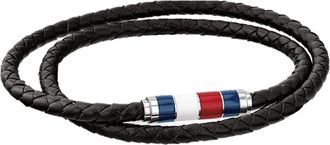 Tommy Hilfiger Jewelry Armband f&uuml;r Herren mit Schwarzem Geflochtenem Leder in Doppelschlaufe - 2790056