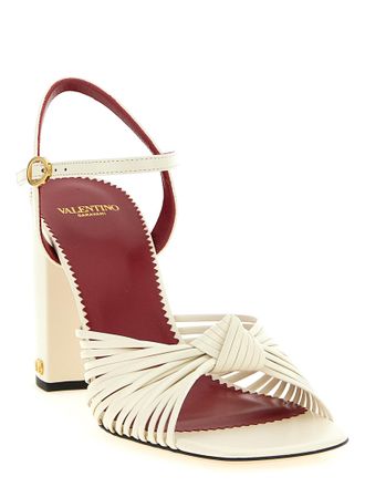 Valentino Garavani Womens White Goatskin Stiletto Heel Sandals