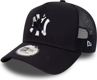 New Era New York Yankees Fan Kappe MLB Dunkelblau gebogener Schirm verstellbar Trucker - One-Size