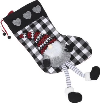 Cabilock Gro&szlig;e Weihnachtsstr&uuml;mpfe aus Pl&uuml;sch mit Langem Bein Schwarz Karierte H&auml;ngesocken als Weihnachtsdeko und Geschenkt&uuml;te f&uuml;r Kamin und Party