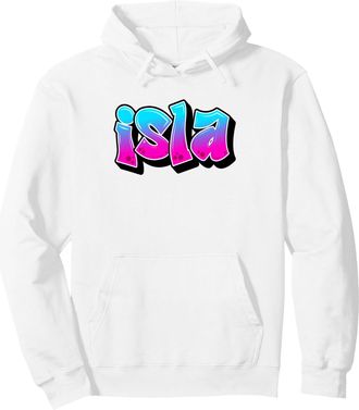 BDAZ Isla Graffiti Personalisierter Name Blau Rosa Frauen M&auml;dchen Pullover Hoodie