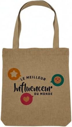 Fabulous Sac Shopping Tote Bag Aspect Lin - Le Meilleur Influenceur du Monde R&eacute;seaux Sociaux Internet - Sac de Courses Toile Epaisse 360g Beige Naturel Cabas P