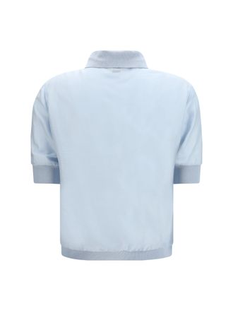 Jacob Cohen Womens Short-Sleeve Blouse Azure Wool Ovis Aries; Silk Shirt