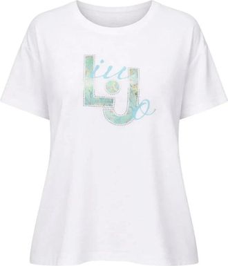 Liu Jo Femme, Tops, Blanc, Taille: 44 FR Viscose Bimaterial Over T-Shirt 6164