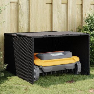 vidaXL M&auml;hroboter-Garage Schwarz 86x90x52/57 cm Poly Rattan - Vidaxl