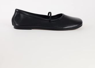 Topshop Bella - Ballerines en cuir &agrave; bout rond - Noir