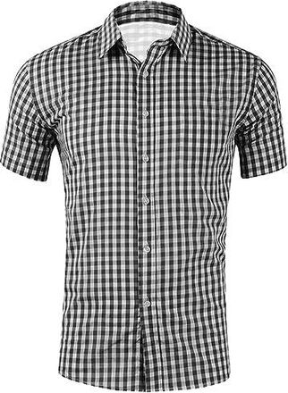 Generic Chemise A Carreaux Homme Col Revers- Chemisette Manche Courte Slim Fit D&eacute;contract&eacute; Classiques Comfortable Simple Couleur Assortie Blouse Respirante To