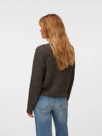 Vero Moda Strickjacke VMNOVAH LS O-NECK BUTTON CARDI GA NOOS Materialmix, regular fit