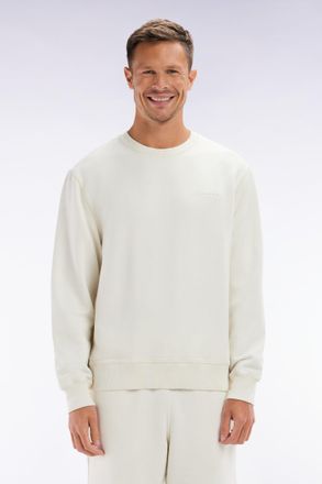 Eden Park Sweatshirt Surteint &Agrave; Col Rond En Molleton Coton Beige Coupe D&eacute;contract&eacute;e