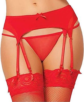 Generic Lingerie Sexy Femme Coquine Hot Lingerie Femme Une soir&eacute;e Coquine Ceinture Jarretelles + Bas Hauteur Cuisse Noeud Sexy Coquine Classique