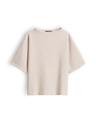 someday Sweatshirt Uflor aus samtiger Cord Struktur Gerader Schnitt mit &uuml;berschnittenem Halbarm und Funnel Neck