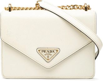 Prada Hobo Bags - Saffiano Lux Envelope Chain Flap - Gr. unisize - in Wei&szlig; - f&uuml;r Damen