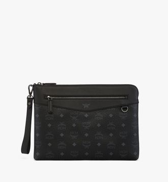MCM Pouch Aren in Visetos mit Handgelenksband BLACK VISETOS