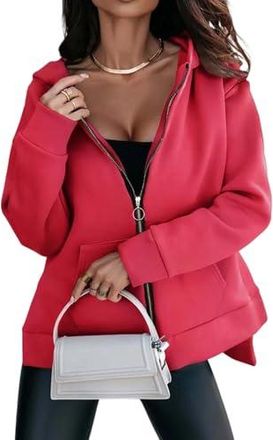 Generic Sweat &agrave; capuche zipp&eacute; pour femme - Doublure en polaire, manches longues, veste &agrave; capuche d&eacute;contract&eacute;e pour lautomne et lhiver - pour les voyages et le