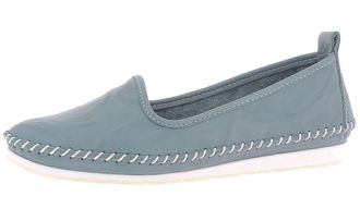 Andrea Conti Damen Slipper Mokassin aus weichem Leder im Boho Style 0027449, Gr&ouml;&szlig;e:39 EU, Farbe:Blau
