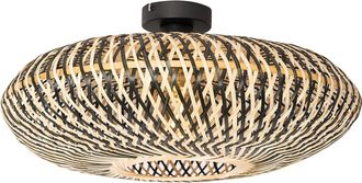 QAZQA Orientalisch Orientalische Deckenlampe schwarzer Bambus 50 cm - Ostrava I Wohnzimmer I Schlafzimmer - Bamboo Rund - LED geeignet E27