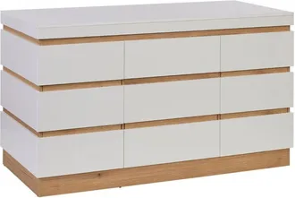 Altobuy Ilot de cuisine avec un c&ocirc;t&eacute; comptoir et un c&ocirc;t&eacute; rangement 3 portes et 1 tiroirs finition blanc et bois - DUALIS