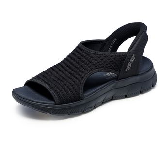 Skechers Damen Summits Sandal Sweetly Evolved Sportsandale, Black Knit, 42 EU