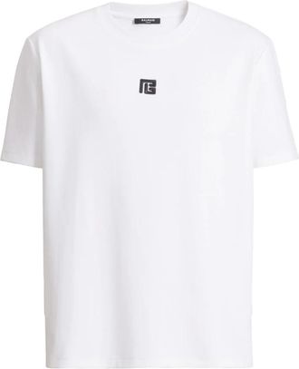 Balmain Homme, Tops, Blanc, Taille: 2XL T-shirt avec logo PB brod&eacute;