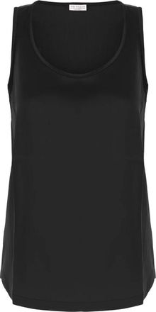 Brunello Cucinelli Femme, Tops, Noir, Taille: 38 FR D&eacute;bardeur en satin orn&eacute;