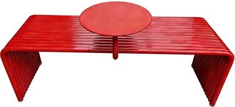 Generic Gartenbank Metall Ohne Lehne mit Kleiner Beistelltisch Moderne Parkbank Balkonbank 120cm f&uuml;r Gastronomie Wartebereiche H&ouml;fe B&uuml;ros, Sitzbank Bis 500kg 