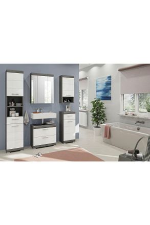 MID.YOU Mid.you Badezimmer Scout, Wei&szlig; Hochglanz, Kunststoff, 2-teilig, 7 F&auml;cher, 60 cm, FSC MIX, Badezimmer, Badm&ouml;belsets & Badm&ouml;belserien, Badm&ouml;bel-Sets