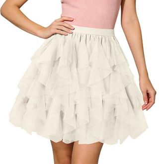 Generic Jupe Tulle Femme Tutu Jupe Jupes Femme Mini Festive &Eacute;t&eacute; - en Tulle &Eacute;tag&eacute;e A-Line Fluide pour Cosplay, Festivals Ou Journ&eacute;es Chaudes Ensoleill&eacute;es